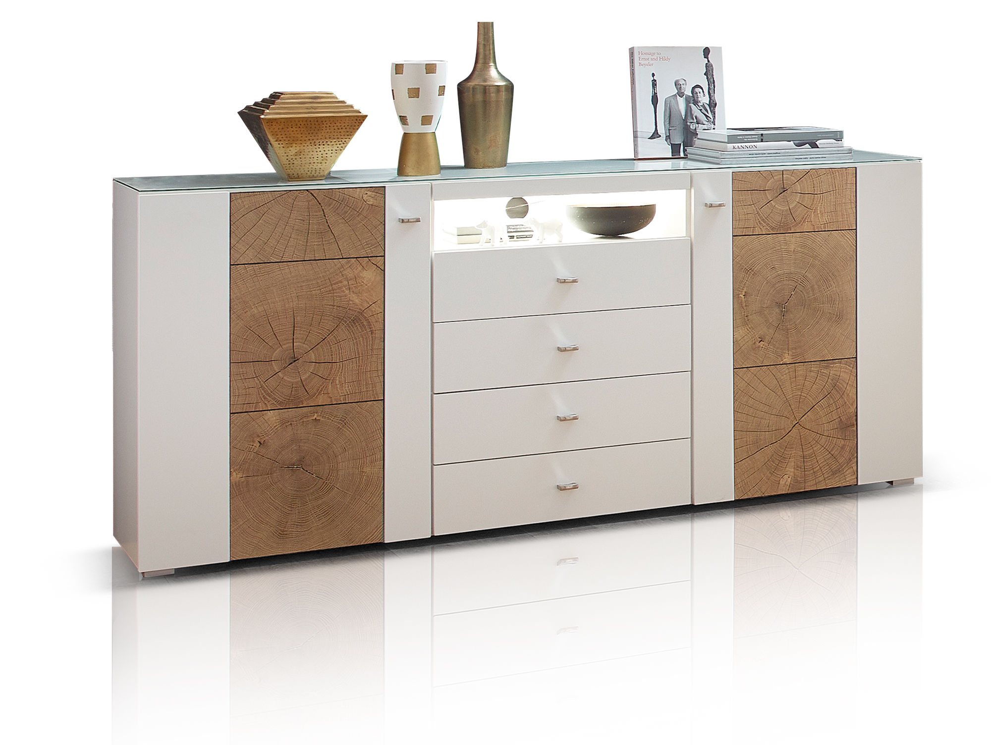 DURA Sideboard weiss matt Hirnholz Nb